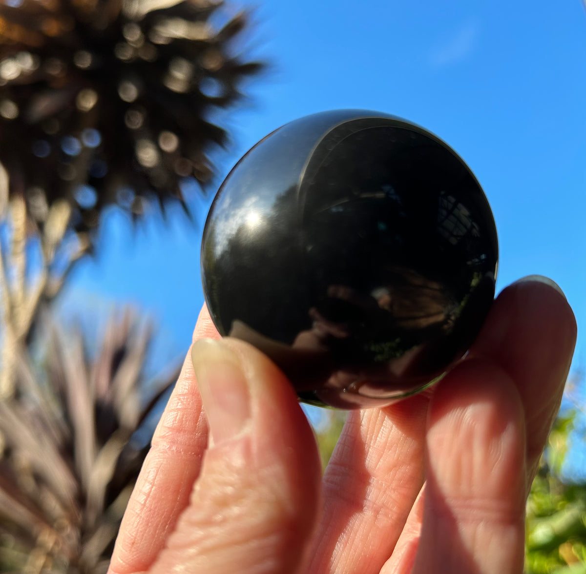 Black Obsidian Sphere 50mm – Crystal Rainbow