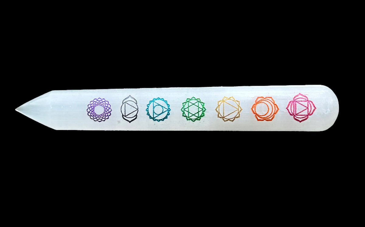 Chakra Selenite Wand #1 – Crystal Rainbow