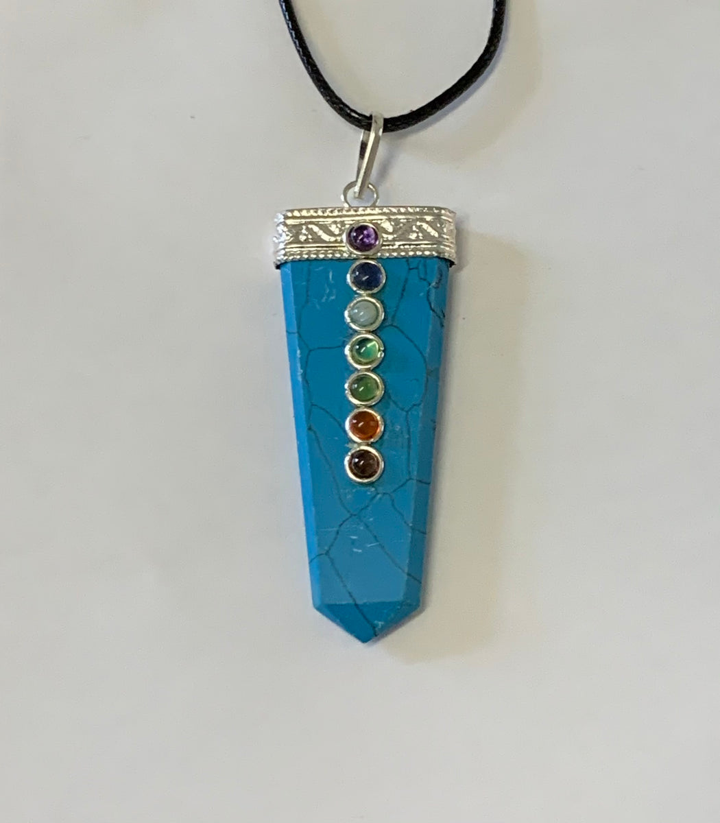 Chakra Flat Pendant - Blue Howlite – Crystal Rainbow